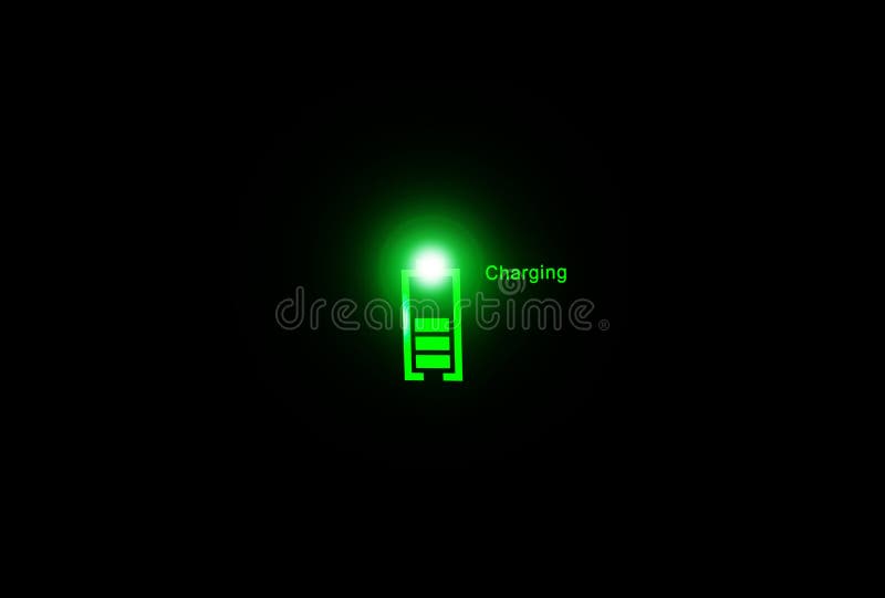 `Charging` Glowing Green Battery Charge Indicator. Fast Charging ...