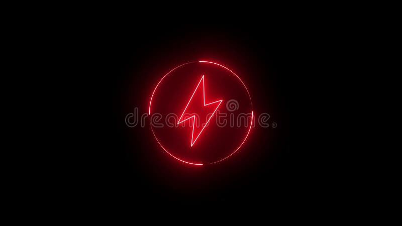 Neon Glowing Battery Charging Icon Animation with Neon Circle. Stock ...