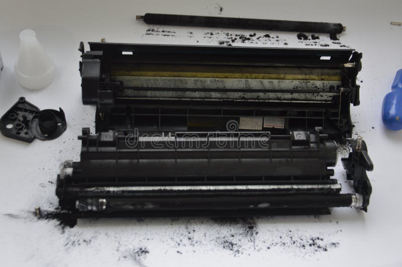 Charging the Laser Printer Cartridge with Toner Powder Stock Image ...