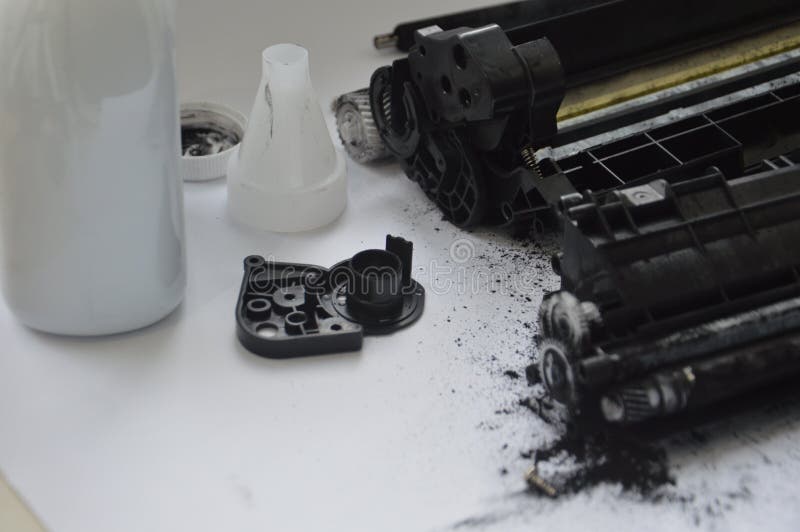 Charging the Laser Printer Cartridge with Toner Powder Stock Photo ...