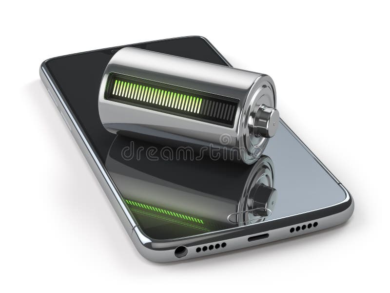Charging of a Mobile Phone Battery Concept. Smartphone and Battery ...