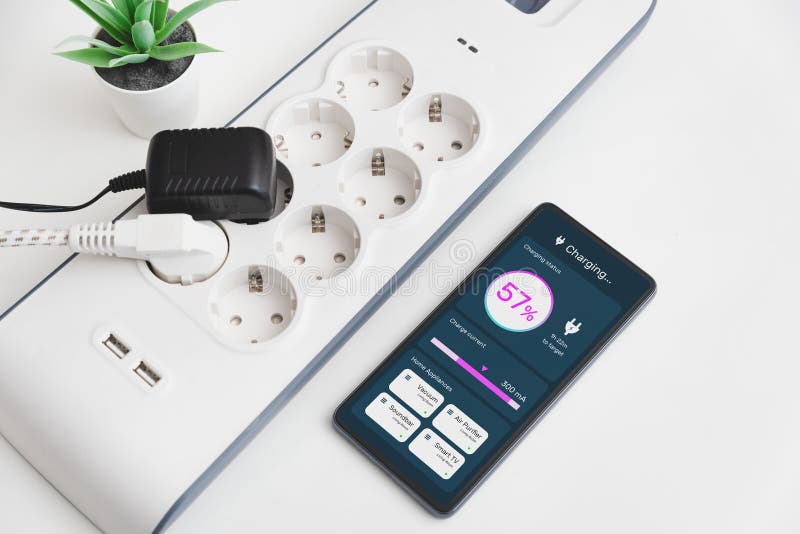 Charging Phone, Smart Power Strip Stock Image - Image of individuality ...