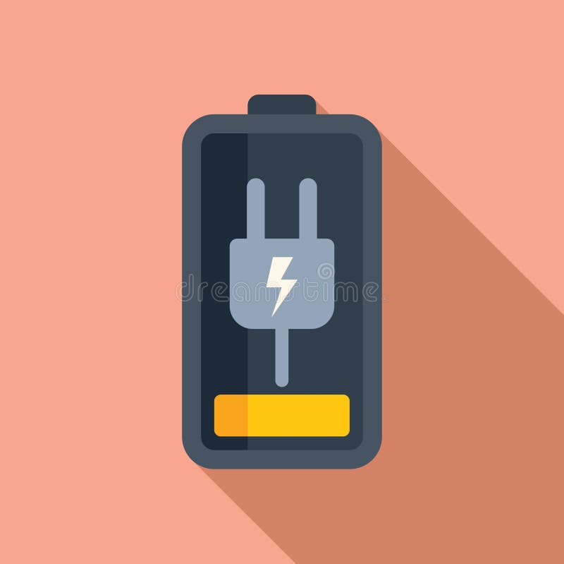 Charging Plug Battery Icon Flat Vector. Alkaline Electric Stock Vector ...