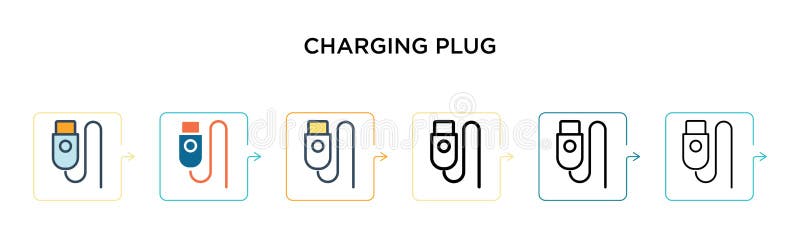 Charging Plug Vector Icon in 6 Different Modern Styles. Black, Two ...