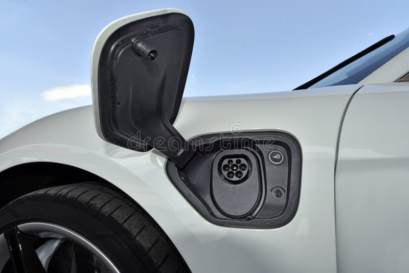 Charging Port on a Modern Electric Car Stock Photo - Image of green ...