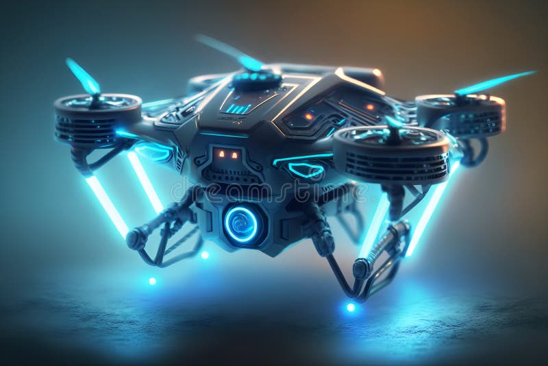 Charging a Quadcopter with a Laser Beam Concept. Stock Illustration ...