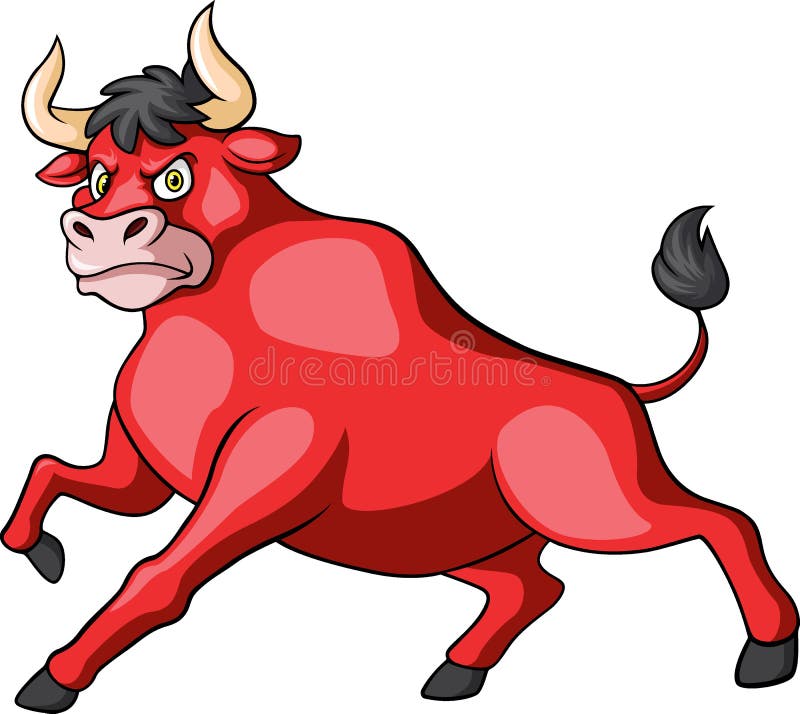 Charging Red Bull Cartoon Character Stock Vector - Illustration of ...
