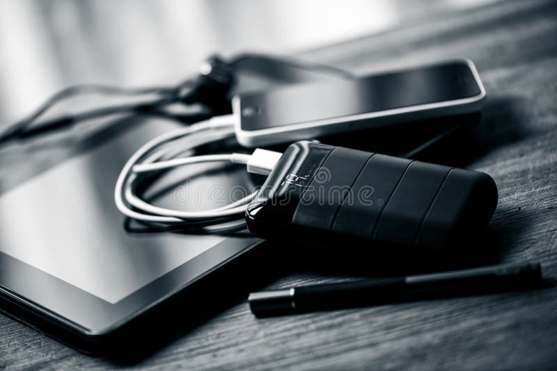 Charging Smartphone with Power Bank Stock Image - Image of recharge ...