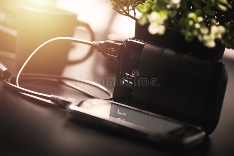 Charging Smartphone with Power Bank Stock Photo - Image of modern ...