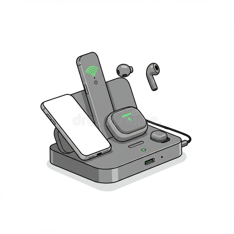 Charging Station Designed for Multiple Devices, Consisting of a Flat ...