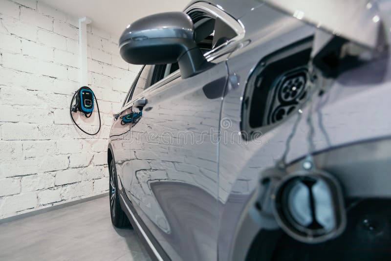 Charging Station of a Modern Electric Car. the Back of the Electric ...