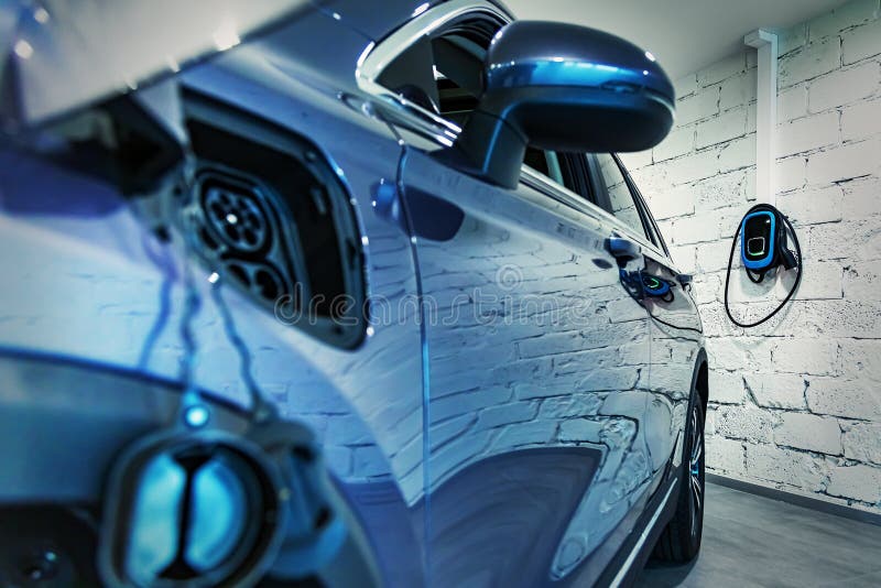 Charging Station of a Modern Electric Car. the Back of the Electric ...