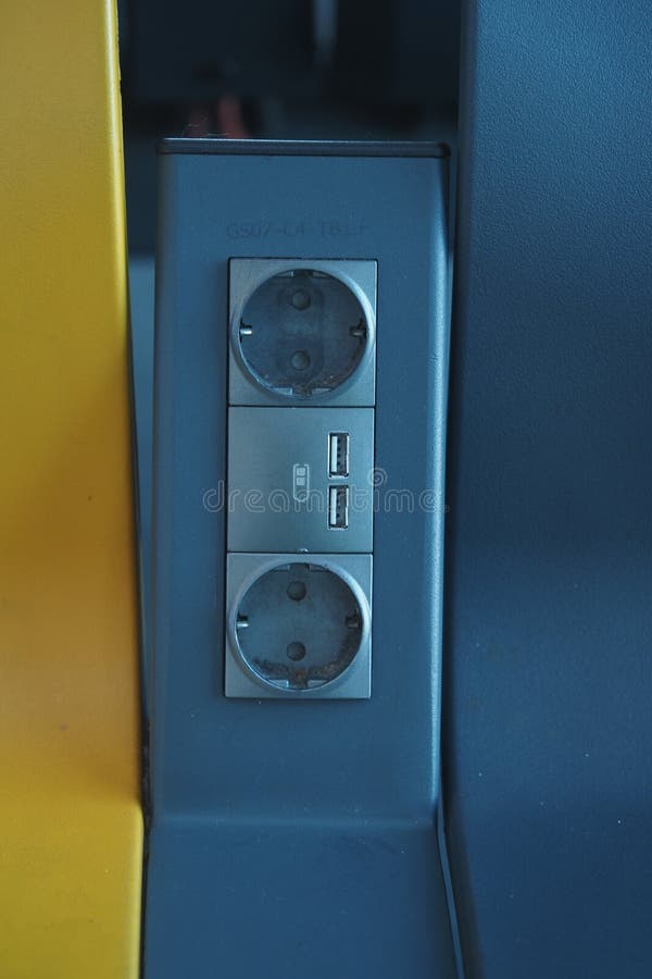 Charging Station with Multiple Outlets in Public Area Stock Image ...