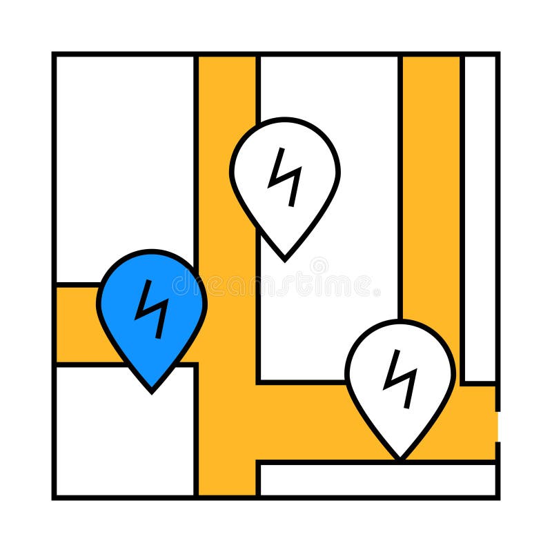 Charging Stations Location on Map Icon Color Illustration Stock Vector ...