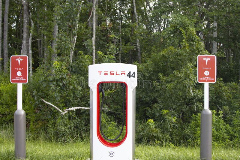 A Tesla Supercharger Station Editorial Stock Photo - Image of ...