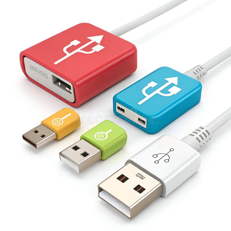 Charging USB Connectivity Icon Pack 3D Illustration, Technology Symbol ...