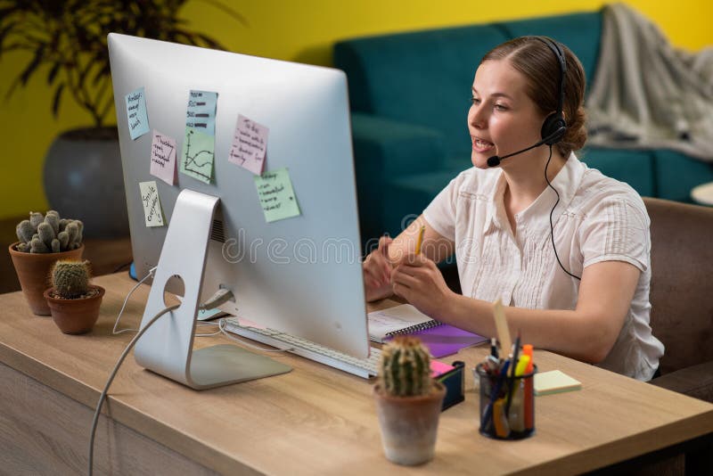 Charismatic Young Woman Customer Support Service Have a Conversation ...