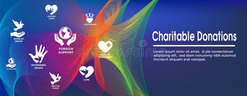 Charitable Giving & Donations Header Banner and Icon Set Stock Vector ...