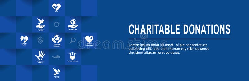Charitable Giving W Donations Icon Set and Web Header Banner Stock ...