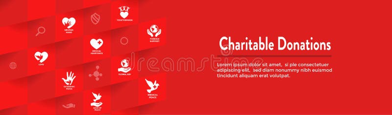 Charitable Giving W Donations Icon Set and Web Header Banner Stock ...