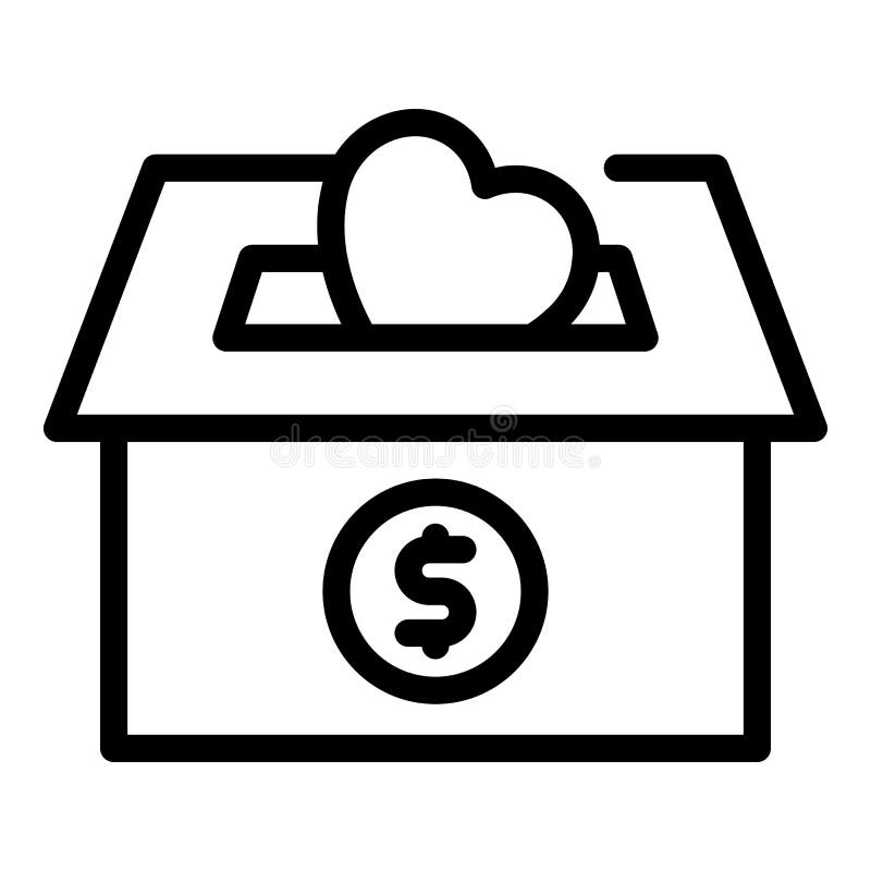Charity Box Icon Outline Vector. Donate Love Stock Vector ...