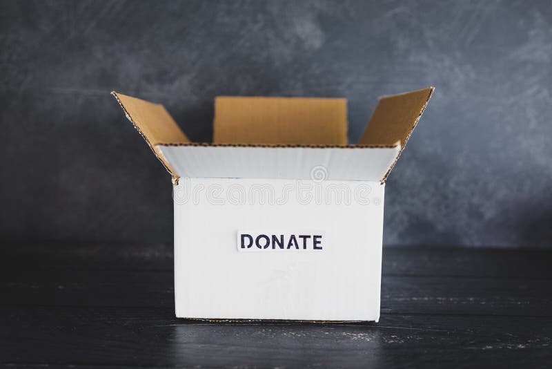 Charity Donation and Decluttering, Empty Box with Donate Label Ready To ...