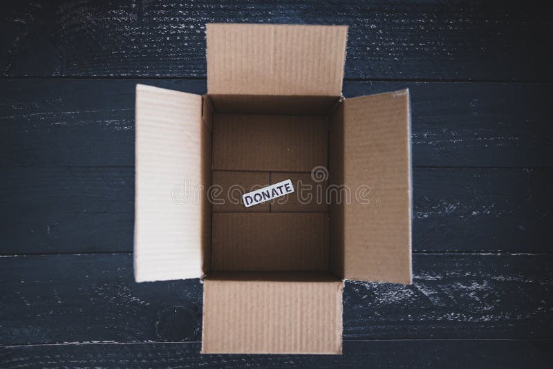 Charity Donation and Decluttering, Empty Box with Donate Label Ready To ...