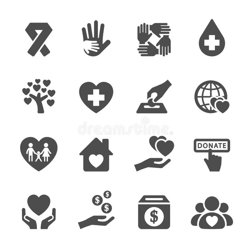 Charity and Donation Icon Set 8 Stock Vector - Illustration of fund ...