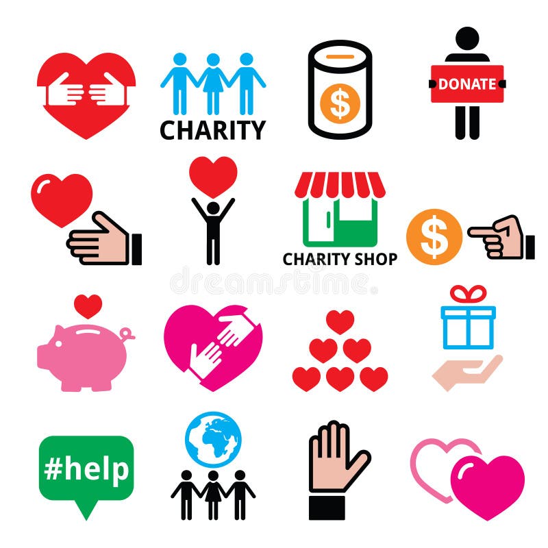 Charity, Helping Other People Icons Stock Illustration - Illustration ...