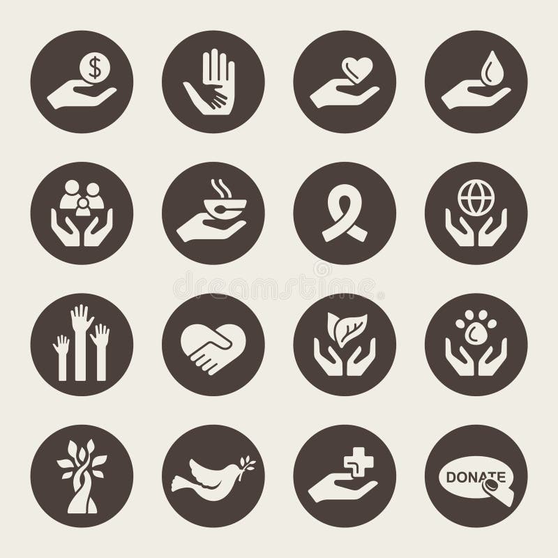 Charity Icon Set. Included Icons As Kind, Care, Help, Share, Good ...