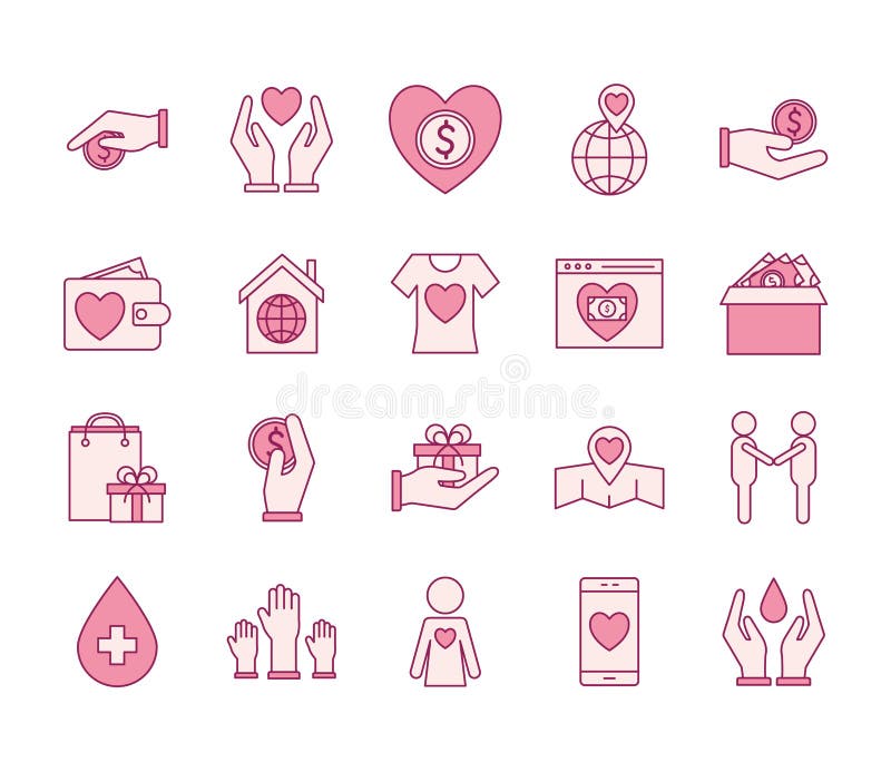 Charity Line and Fill Style Icons Bundle Vector Design Stock Vector ...