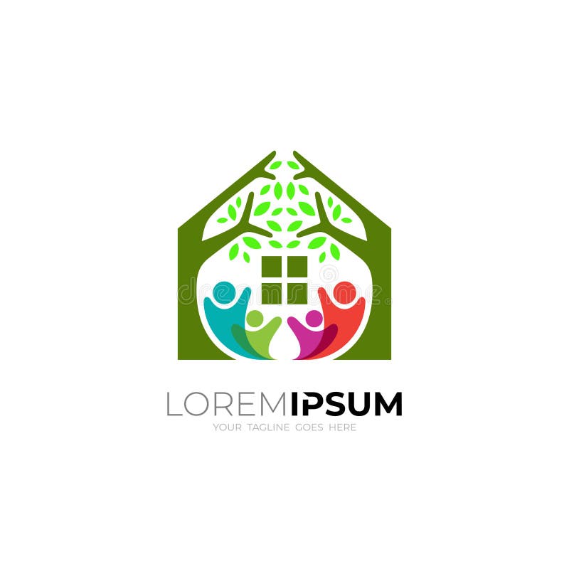 Charity Logo, People is Reading Under the Tree, Tree Logo and House ...