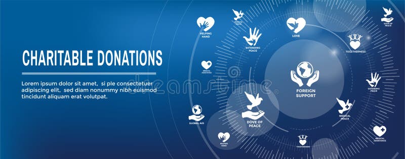 Charity and Relief Work - Charitable Giving Web Banner with Icon Stock ...