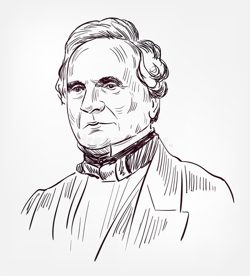 Charles Babbage Vector Sketch Illustration Portrait Editorial ...