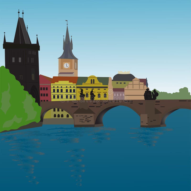 Charles Bridge Prague Stock Illustrations – 943 Charles Bridge Prague ...