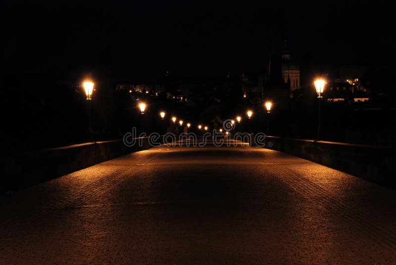 Charles Bridge in Deep Night Stock Image - Image of golden, europe: 2704085