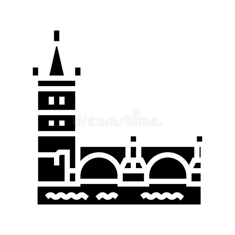 Charles Bridge Glyph Icon Vector Illustration Stock Vector ...