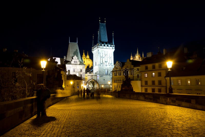 Charles bridge at night stock photo. Image of light, republic - 40888006