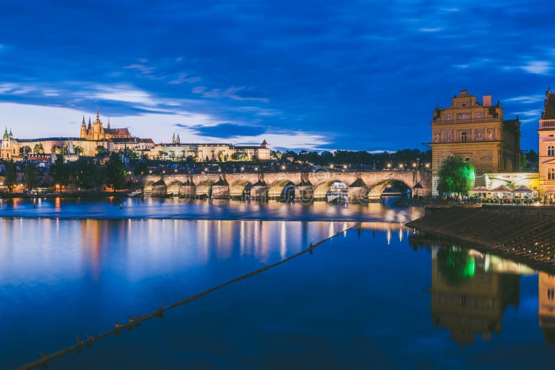 Charles Bridge at Night editorial photo. Image of national - 67488806