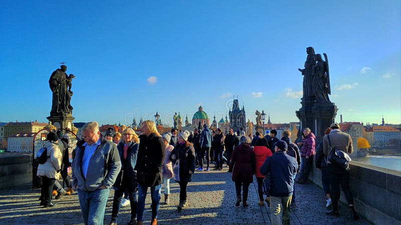 Charles Bridge Pragha in a Sunny Day Editorial Image - Image of sunny ...