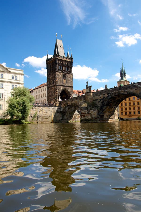 Prague Charles Bridge Cityscape Stock Image - Image of aerial, landmark ...