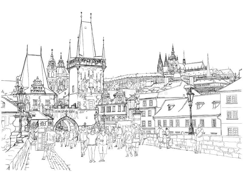 Charles Bridge Prague Stock Illustrations – 1,267 Charles Bridge Prague ...