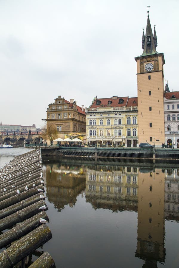 Charles Bridge in Prague editorial stock photo. Image of clock - 118579973