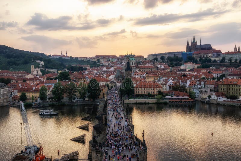 Charles Bridge View from the Tower Editorial Stock Photo - Image of ...