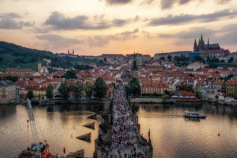 Charles Bridge View from the Tower Editorial Image - Image of sunlight ...