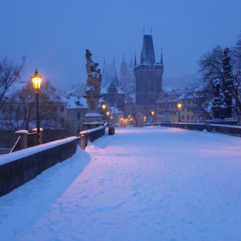 Charles bridge in winter stock image. Image of city, heritage - 11839509