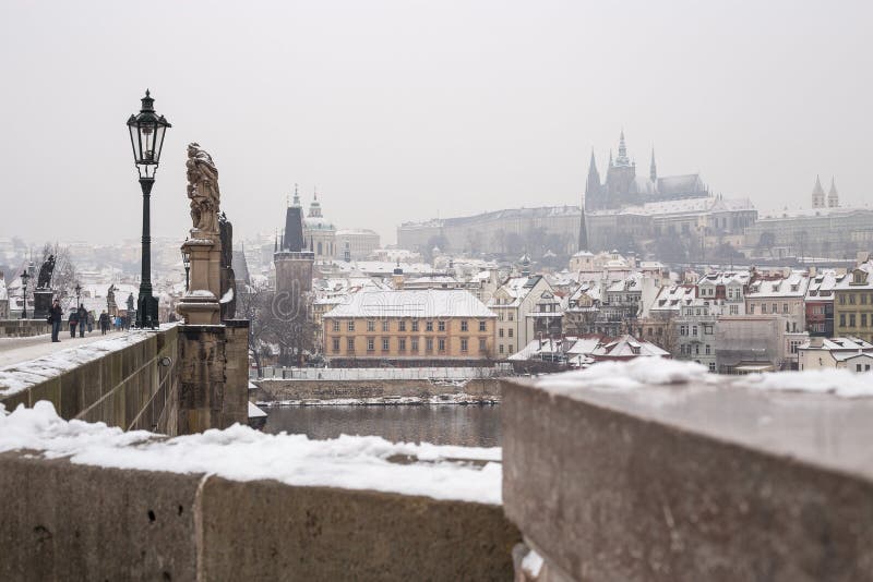 Charles Bridge in the Winter Editorial Photo - Image of czech, city ...