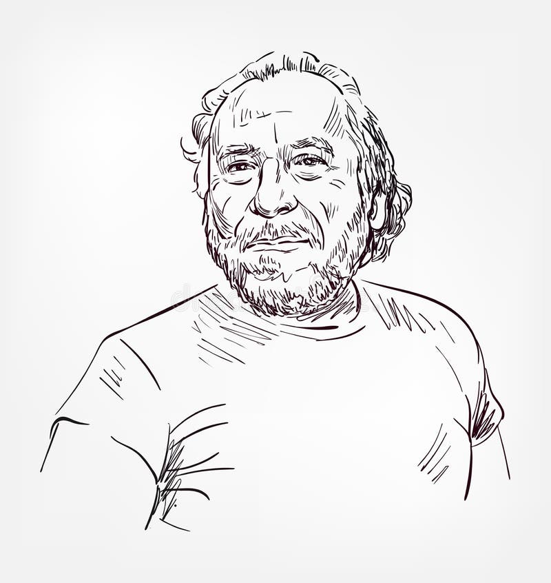 Charles Bukowski Vector Sketch Portrait Isolated Editorial Photo ...