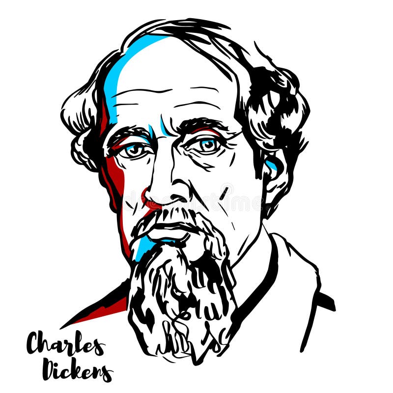 Charles Dickens-portret vector illustratie. Illustration of groot ...