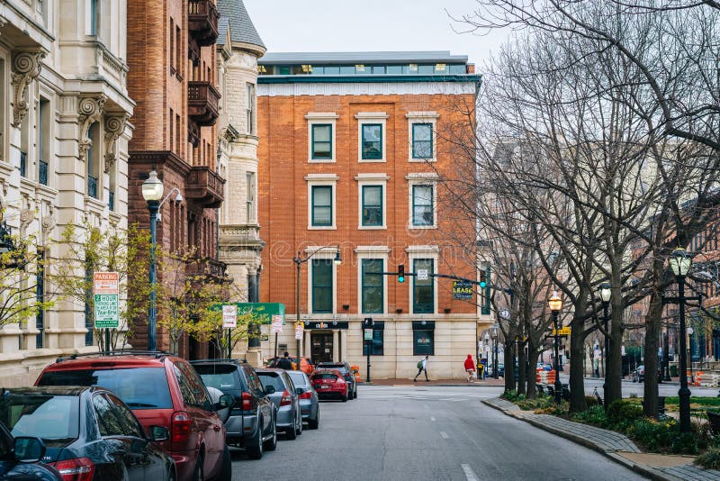 Charles Street in Midtown-Belvedere, Baltimore, Maryland. Editorial ...